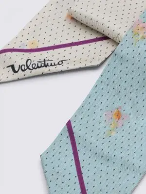 Valentino Garavani Silk Bandeau With Floral Motif And Micro Dots - Multicolor