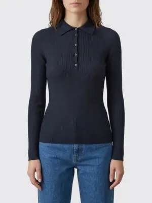 SA SU PHI Ribbed Knit Polo Sweater - Blue