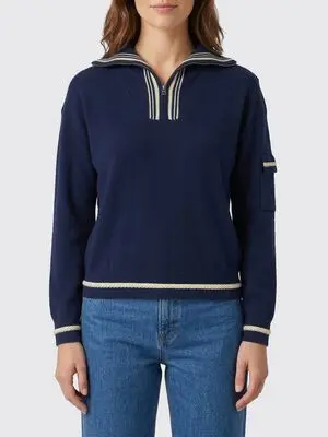 Guest In Residence Cotton And Cashmere Blend Pullover With Quarter Zip - Navy