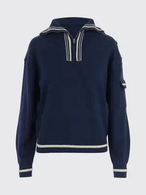 Guest In Residence Cotton And Cashmere Blend Pullover With Quarter Zip - Navy