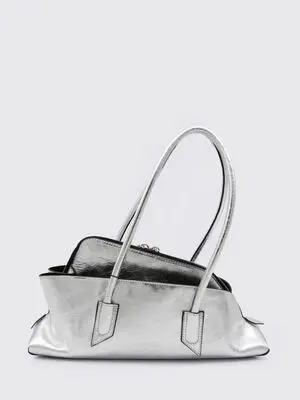 Attico La Passeggiata Small Crackled Laminated Leather Bag - Silver