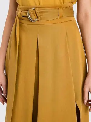 TWINSET Belted Pleated Midi Skirt With Slit