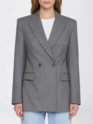 ANINE BING Double-breasted Wool Blend Blazer - Grey