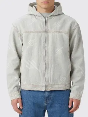 DAILY PAPER Denim Hooded Jacket With Monogram Logo - Grey