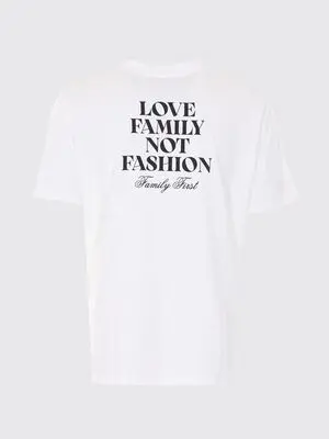 FAMILY FIRST Cotton Crew Neck T-shirt With Slogan - White