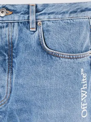 Off-White Cotton Denim Straight Jeans