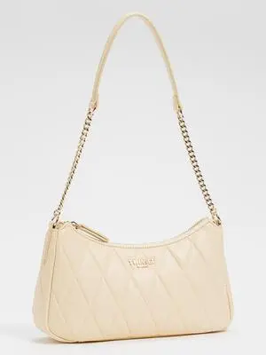 TWINSET Twinset Quilted Faux Leather Shoulder Bag With Metal Handle Yellow