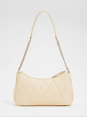 TWINSET Quilted Faux Leather Shoulder Bag With Metal Handle - Yellow
