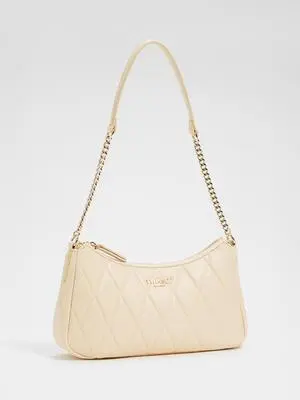 TWINSET Quilted Faux Leather Shoulder Bag With Metal Handle - Yellow