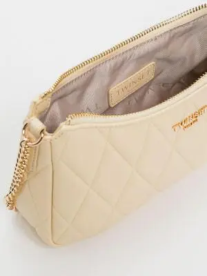 TWINSET Quilted Faux Leather Shoulder Bag With Metal Handle - Yellow