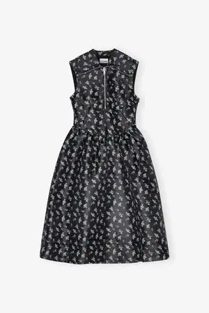 GANNI Floral Jacquard Midi Dress