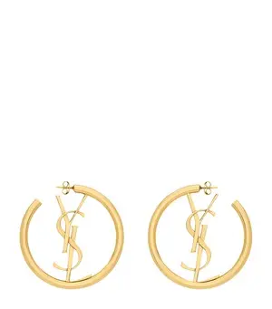 Saint Laurent Cassandre Logo Hoop Earrings - Yellow