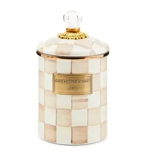 MACKENZIE-CHILDS Medium Mocha Check Canister - Beige