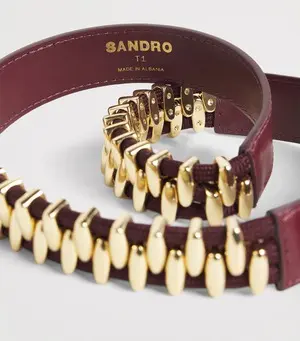 Sandro Leather Studded Belt