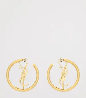 Saint Laurent Cassandre Logo Hoop Earrings