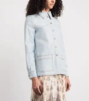 Etro Stretch-denim Paisley Shacket - Blue