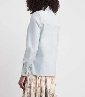 Etro Stretch-denim Paisley Shacket - Blue