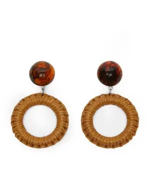 Max Mara Woven Clip-on Hoop Earrings - Beige