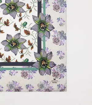 Max Mara Silk Twill Floral Scarf - White