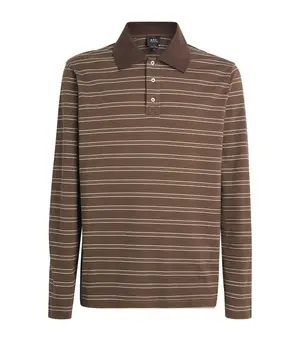 A.p.c. Cotton Stripe Polo Shirt - Brown