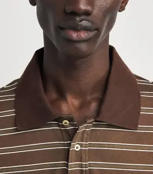 A.p.c. Cotton Stripe Polo Shirt - Brown