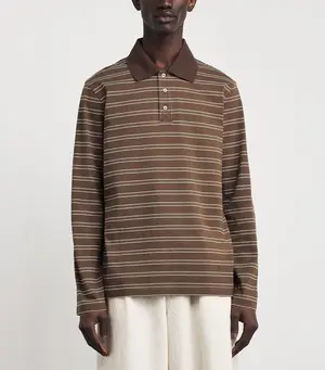 A.p.c. Cotton Stripe Polo Shirt - Brown