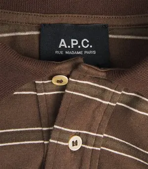 A.p.c. Cotton Stripe Polo Shirt - Brown
