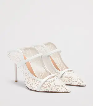 MALONE SOULIERS Broderie And Mesh Maureen 85 Heeled Mules