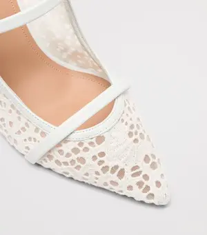 MALONE SOULIERS Broderie And Mesh Maureen 85 Heeled Mules