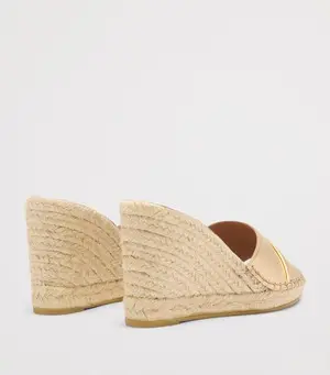 MALONE SOULIERS Soleil Metallic Leather Wedge Espadrilles - Gold