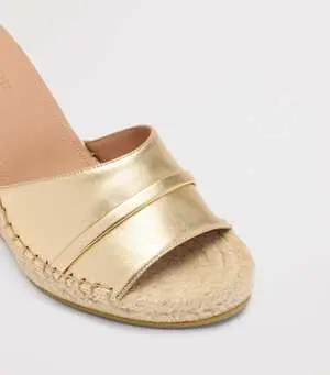 MALONE SOULIERS Soleil Metallic Leather Wedge Espadrilles - Gold
