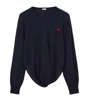 Loewe Wool-blend V-neck Sweater - Navy