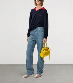 Loewe Wool-blend V-neck Sweater - Navy