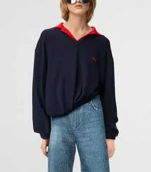 Loewe Wool-blend V-neck Sweater - Navy