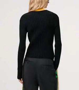 Loewe Ribbed Knit Cardigan With Contrast Trim