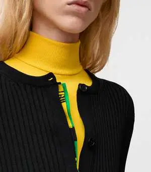 Loewe Ribbed Knit Cardigan With Contrast Trim