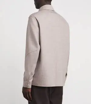 Sease Virgin Wool-cashmere Blend Double Overshirt - Navy