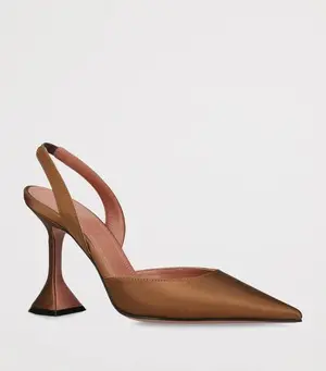 Amina Muaddi Satin Holli Slingback Heels
