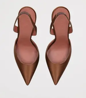 Amina Muaddi Satin Holli Slingback Heels