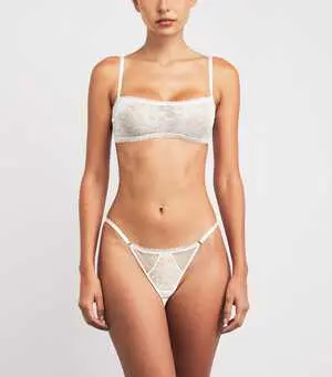 Kiki De Montparnasse Lace Dahlia Thong - Ivory