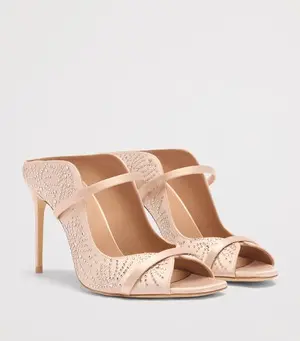 MALONE SOULIERS Satin Crystal-embellished Noah Heeled Sandals - Metallic