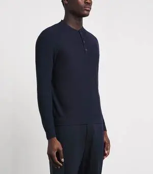 Sease Wool, Silk And Cashmere Herringbone Henley Top