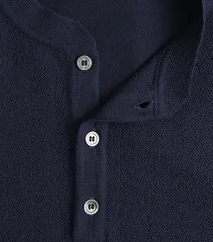 Sease Wool, Silk And Cashmere Herringbone Henley Top