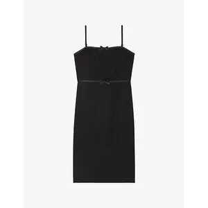 The Kooples Bow-embellished Woven Midi Dress - Black