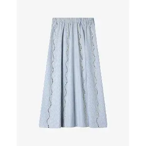 Sandro Striped Rhinestone-embellished Maxi Skirt