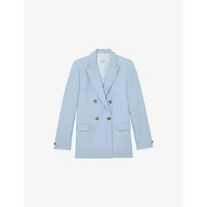 REISS Magda Peak-lapel Double-breasted Woven Blazer - Blue