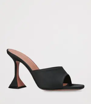 Amina Muaddi Satin Lupita Heeled Mules - Black