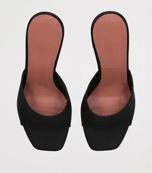 Amina Muaddi Satin Lupita Heeled Mules - Black