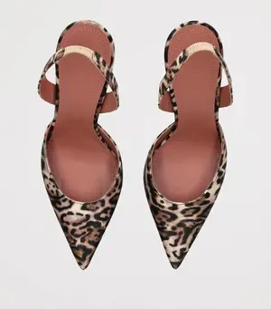 Amina Muaddi Holli Slingback Heels - Brown