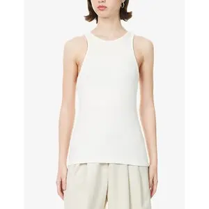 ANINE BING Cole Embroidered Logo Knit Top - Ivory